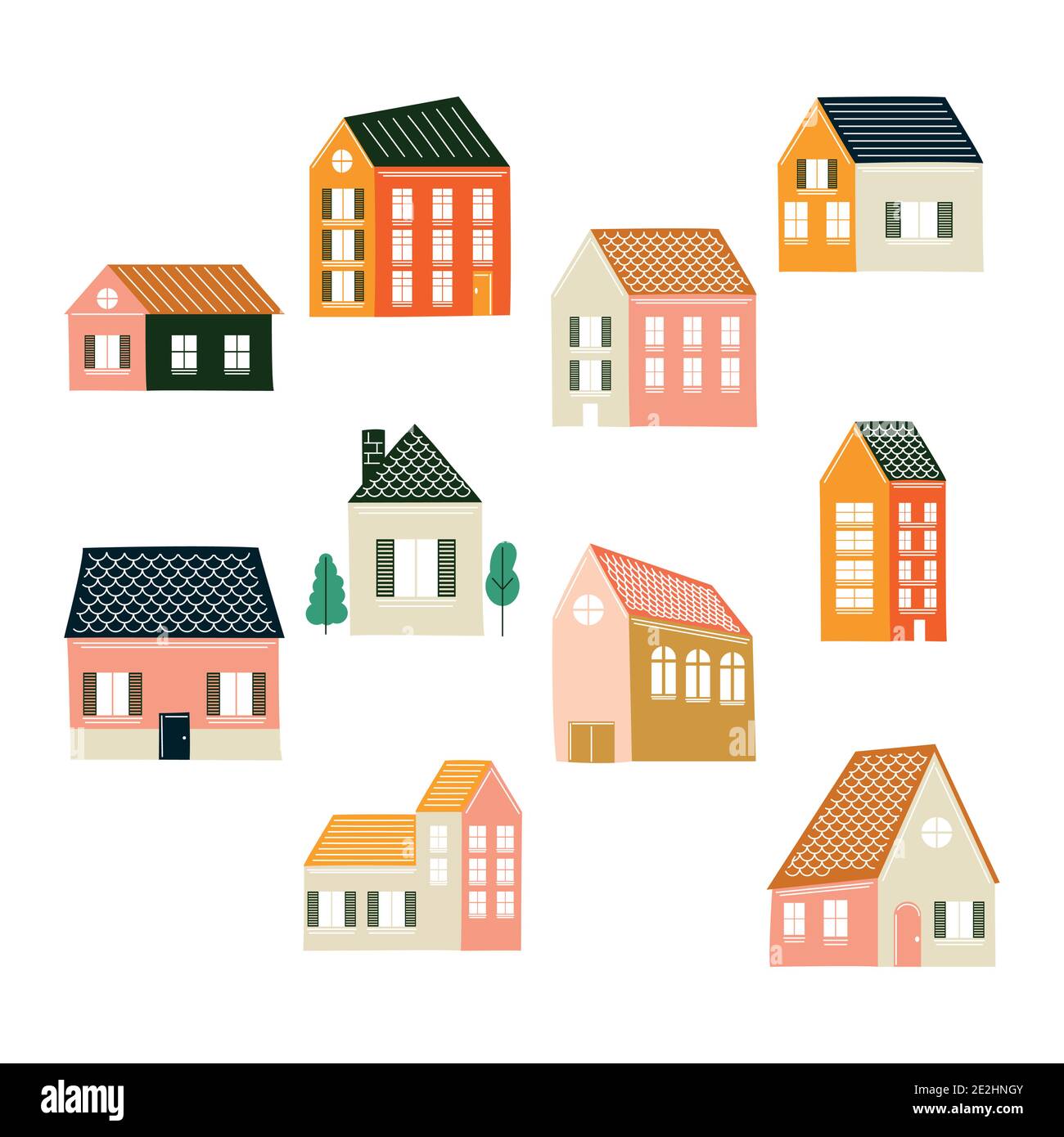 Houses icon bundle design, Home real estate building theme Vector ...