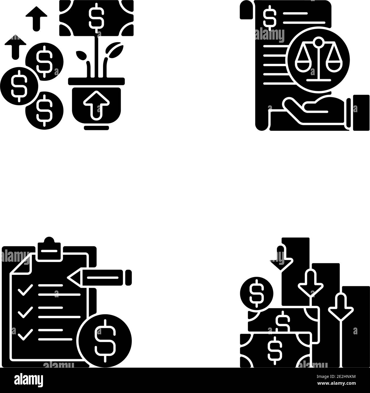 Accounting black glyph icons set on white space Stock Vector Image ...