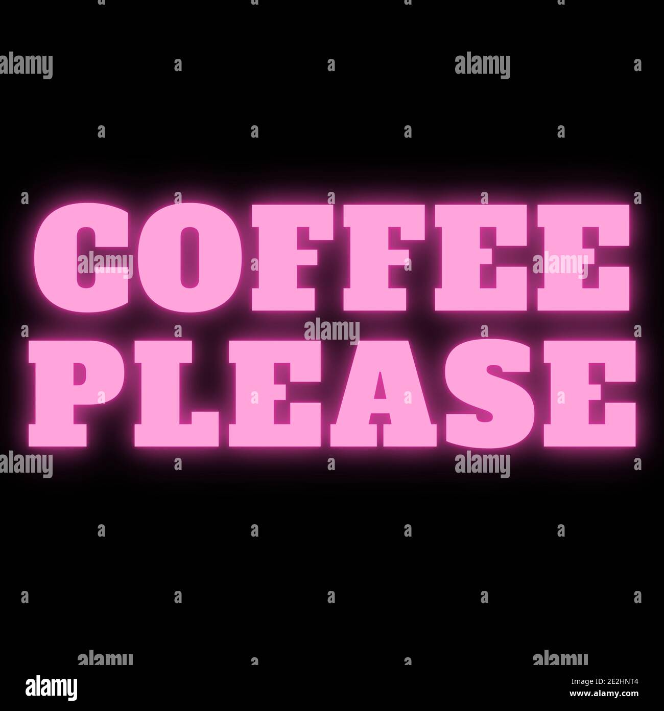 Illustration of the text "coffee please" with neon pink color on a ...