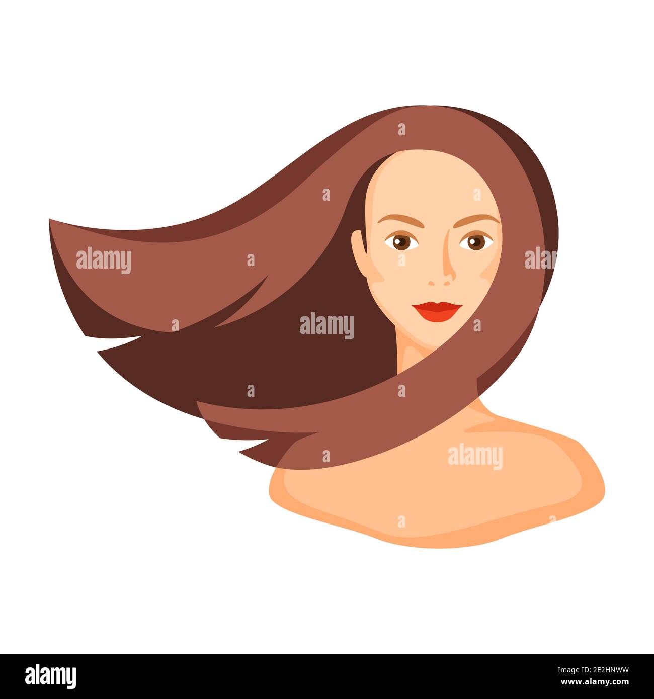 Illustration of girl with brown hair Stock Vector Image & Art - Alamy