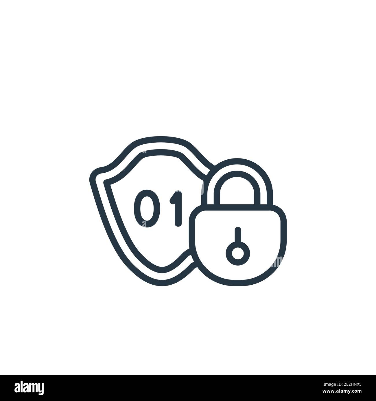 Encrypted outline vector icon. Thin line black encrypted icon, flat ...