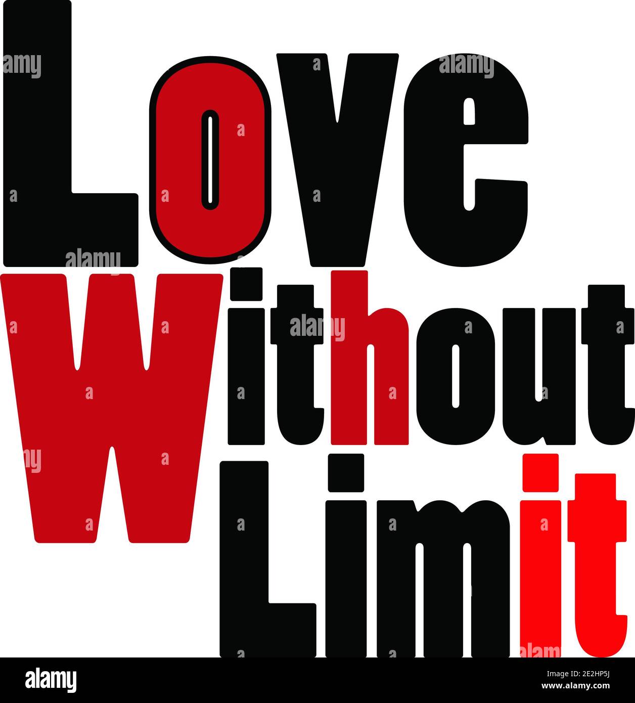 Illustration of the text "love without limit" for design isolated on a ...