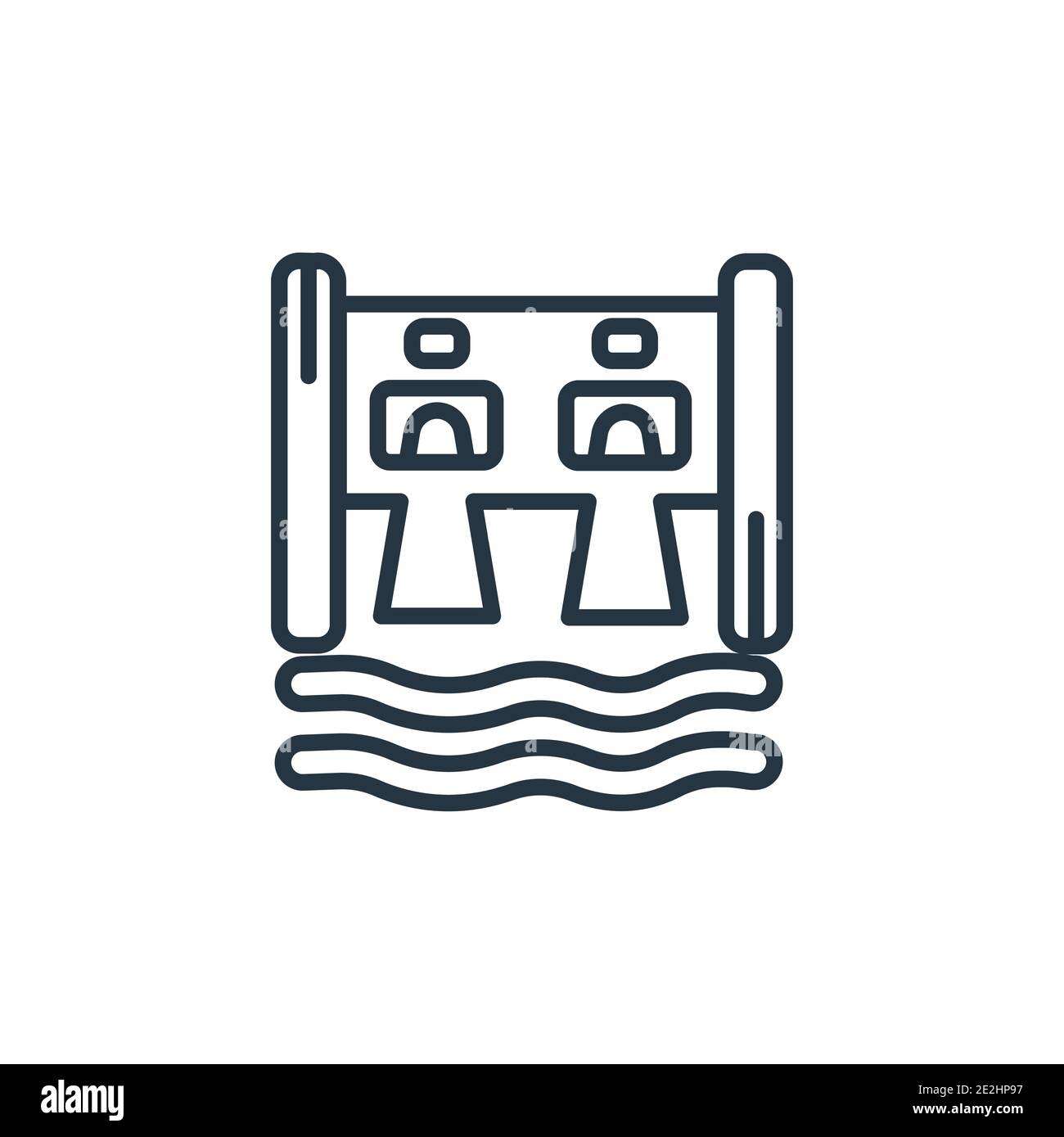 Hydro power generation outline vector icon. Thin line black hydro power ...