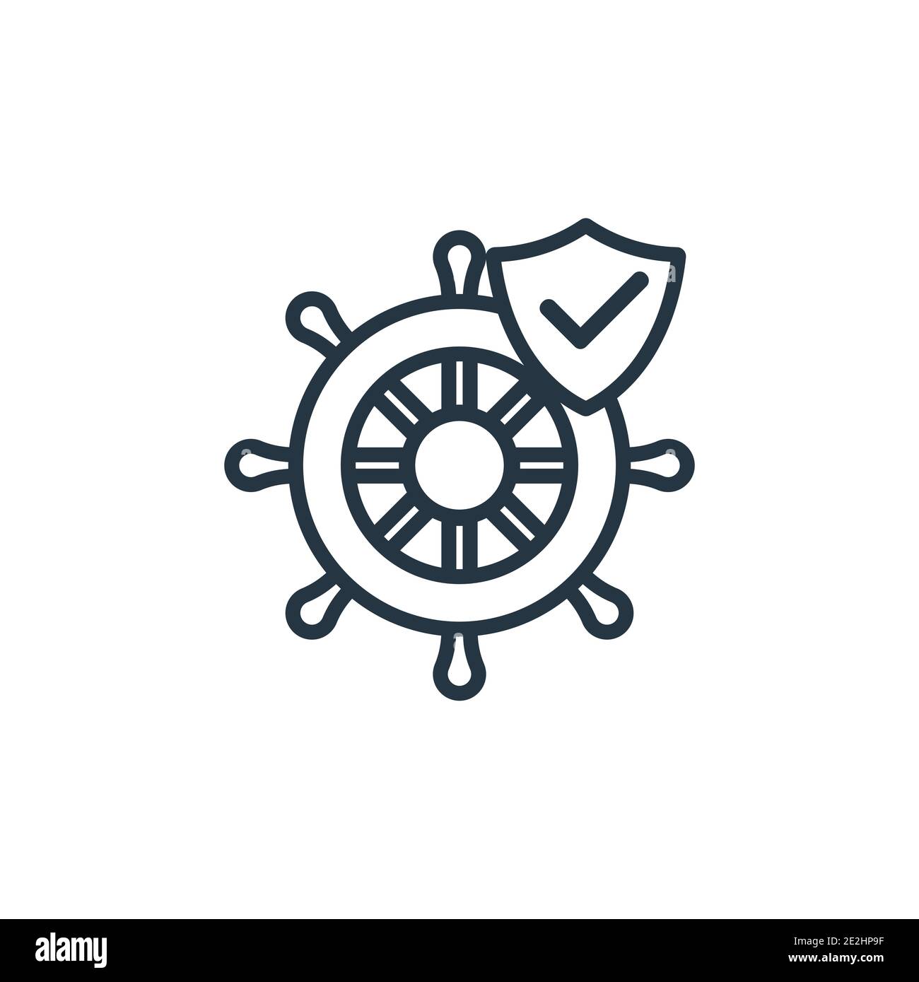 Ship insurance outline vector icon. Thin line black ship insurance icon ...