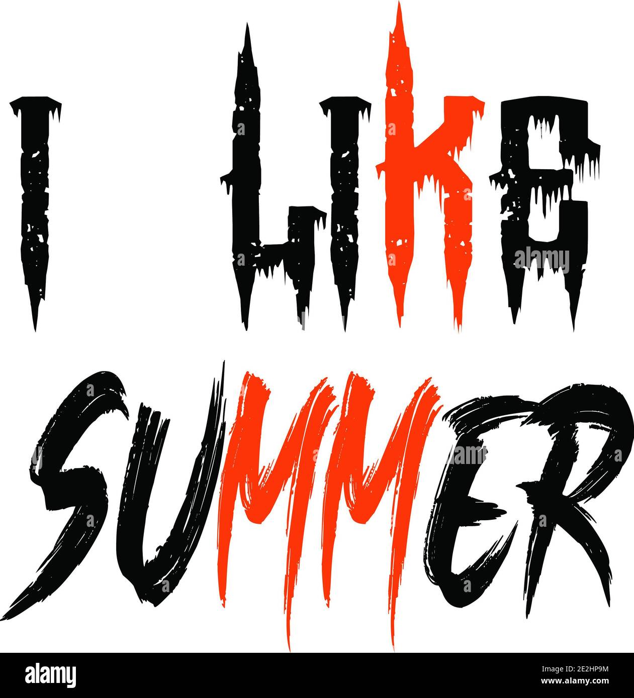 Illustration of the text "I like summer" for design isolated on a white ...