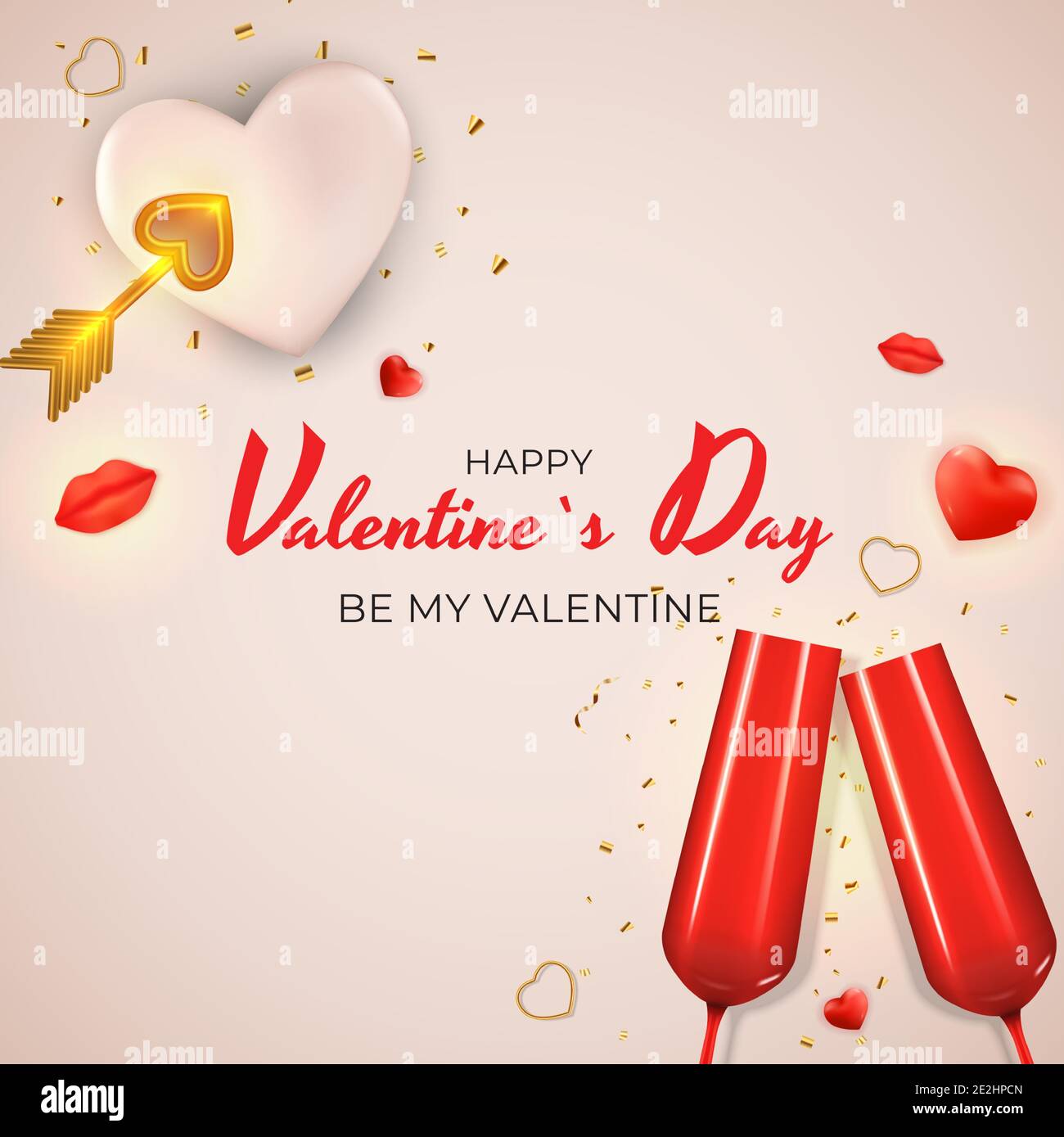 Valentine's Day Holiday Gift Card Background Realistic Design. Template ...