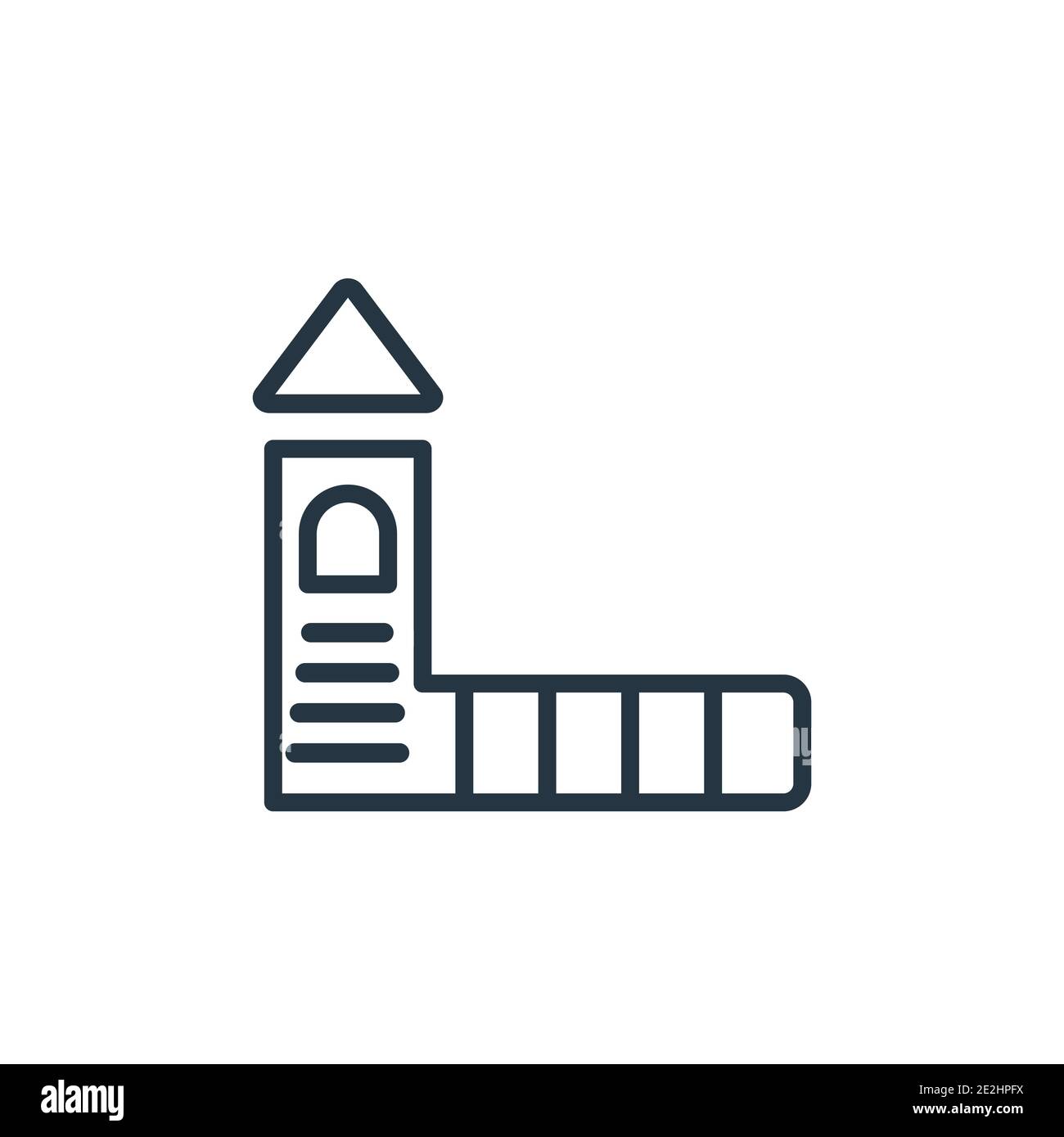 Playhouse outline vector icon. Thin line black playhouse icon, flat vector simple element ...
