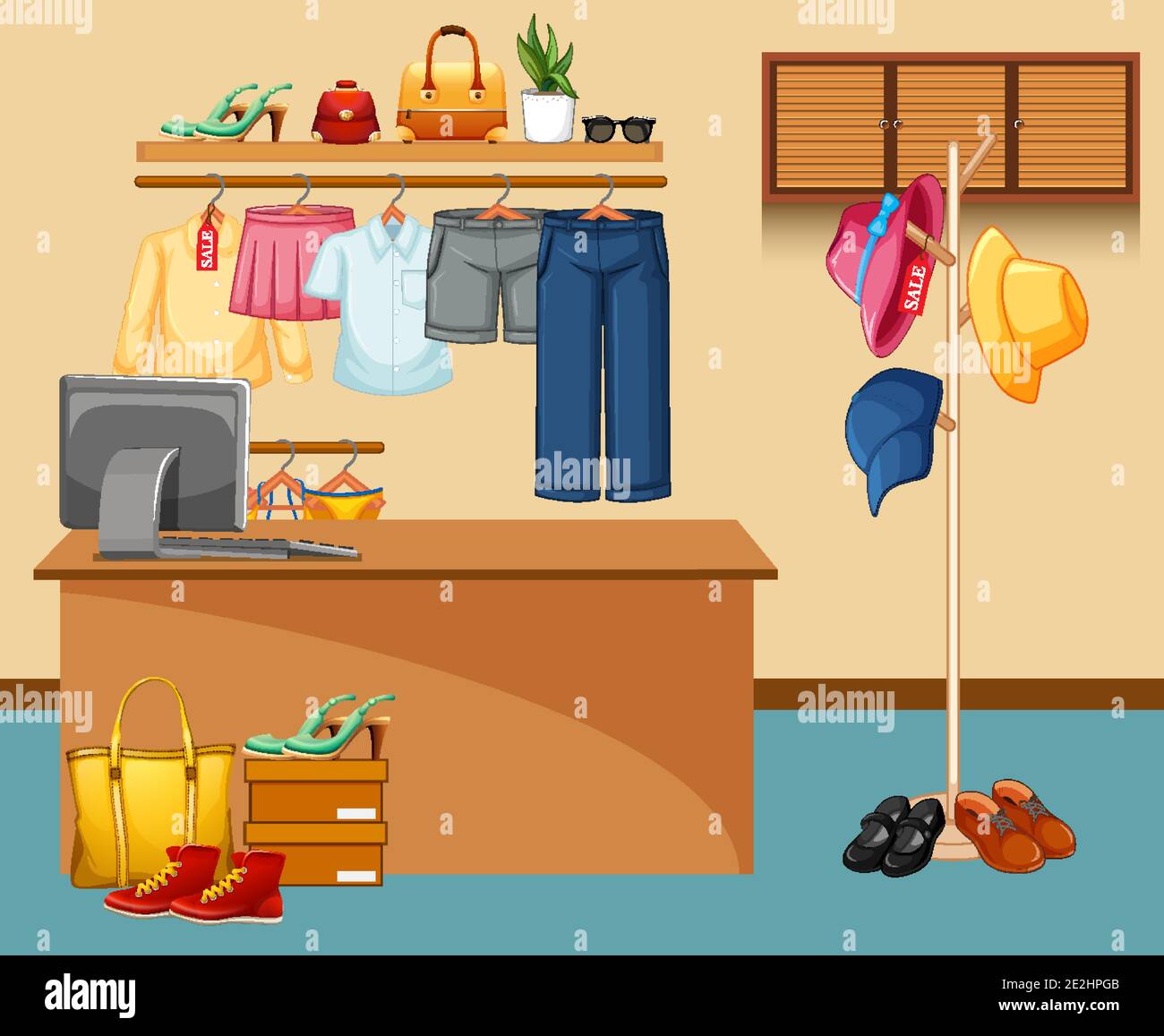 Fashion clothes store background illustration Stock Vector Image & Art ...