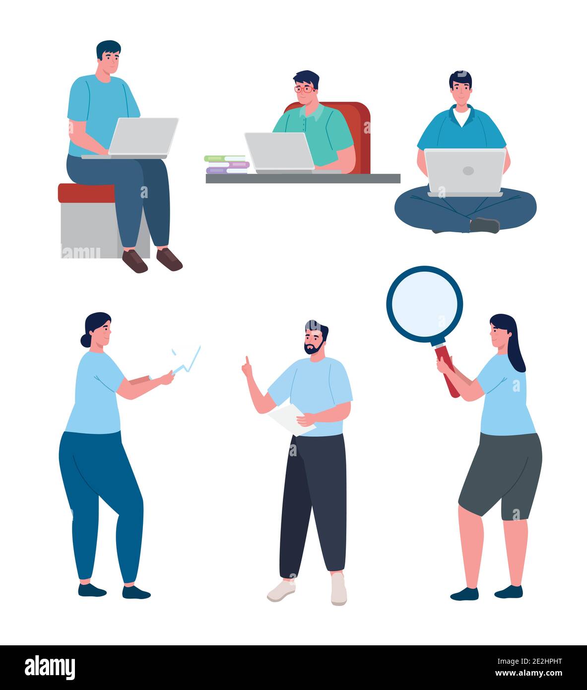 group of developers software programming characters Stock Vector Image ...