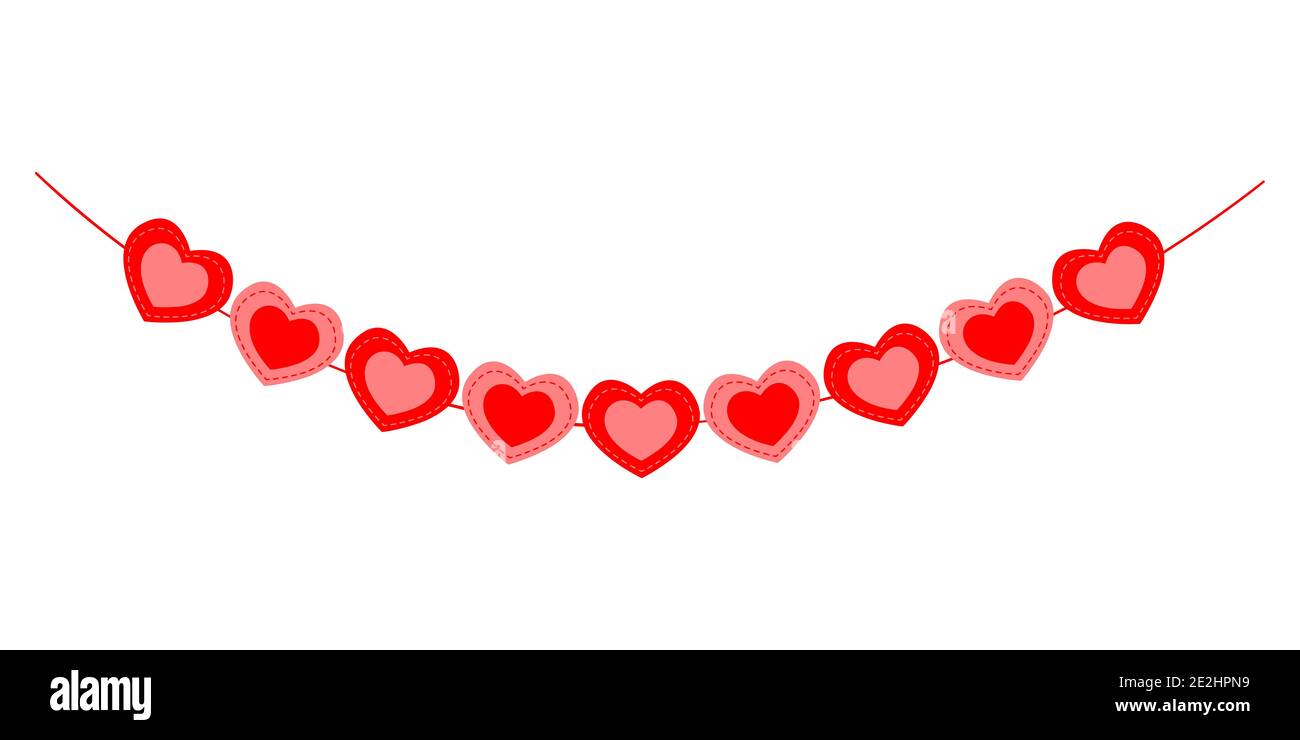 Heart bunting isolated on white background. Garland for Valentine day ...