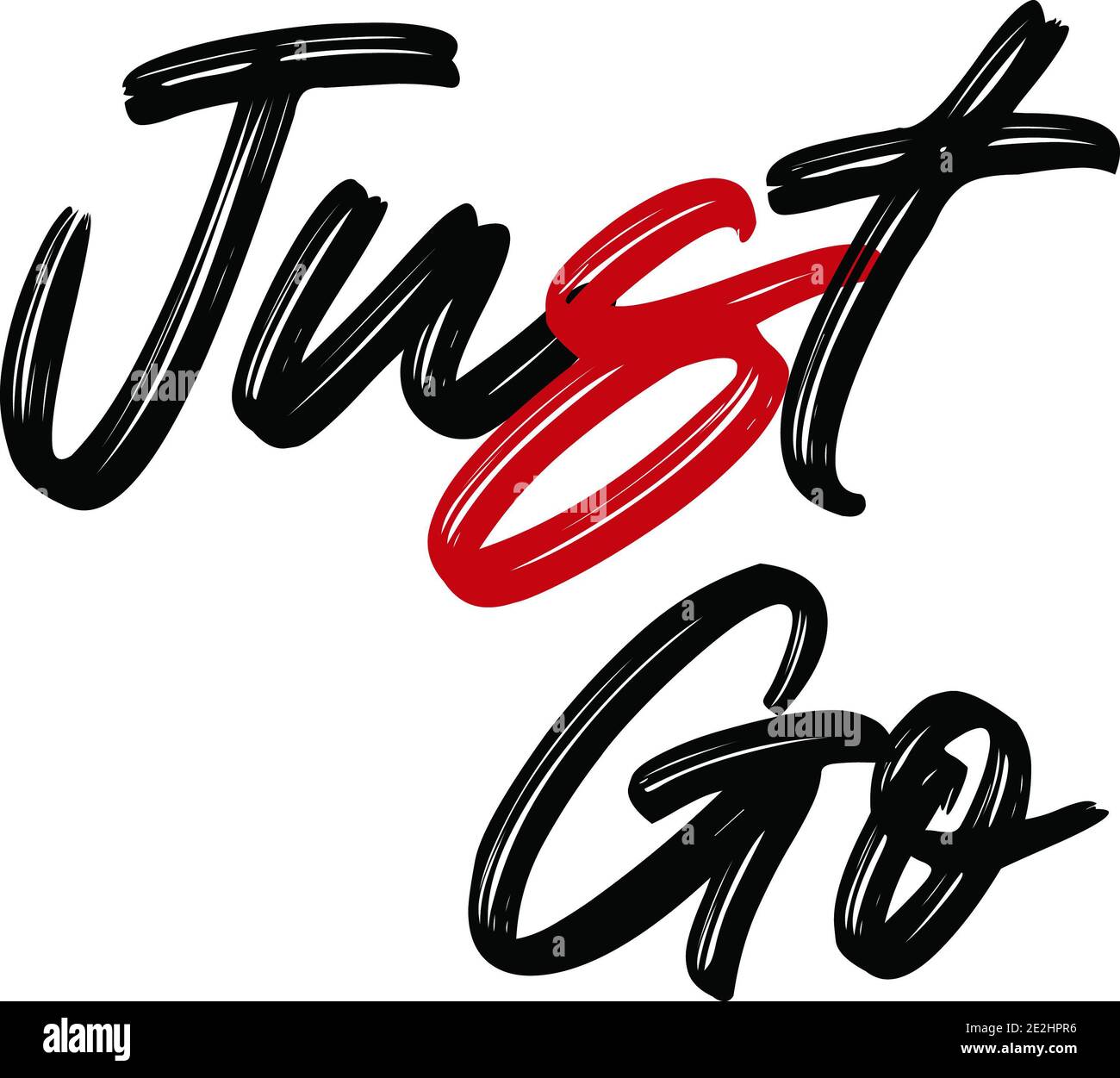 Illustration of the text "just go" for design isolated on a white ...