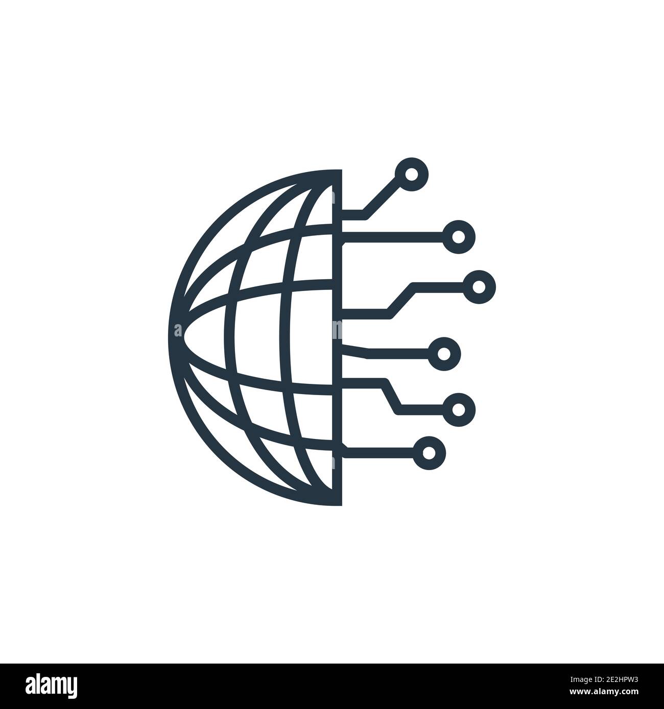 Global Network Outline Vector Icon Thin Line Black Global Network Icon Flat Vector Simple