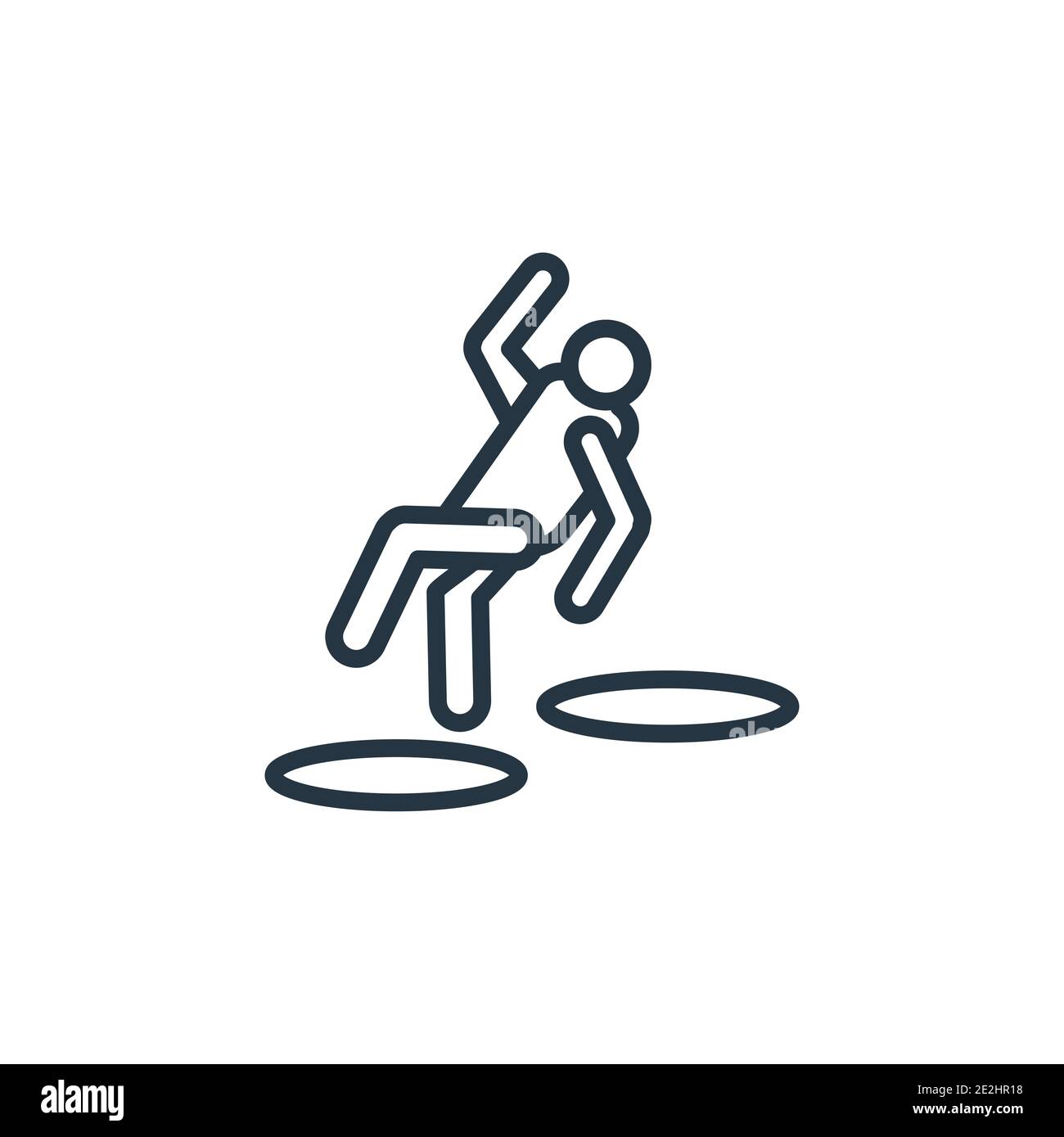 Falling outline vector icon. Thin line black falling icon, flat vector ...