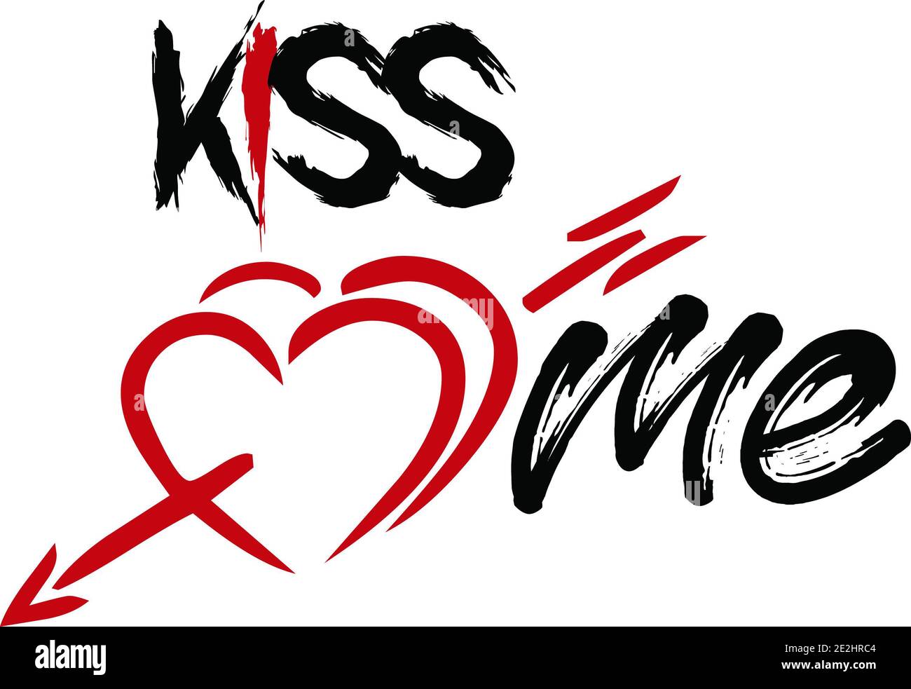 Illustration of the text "kiss me" for design isolated on a white ...