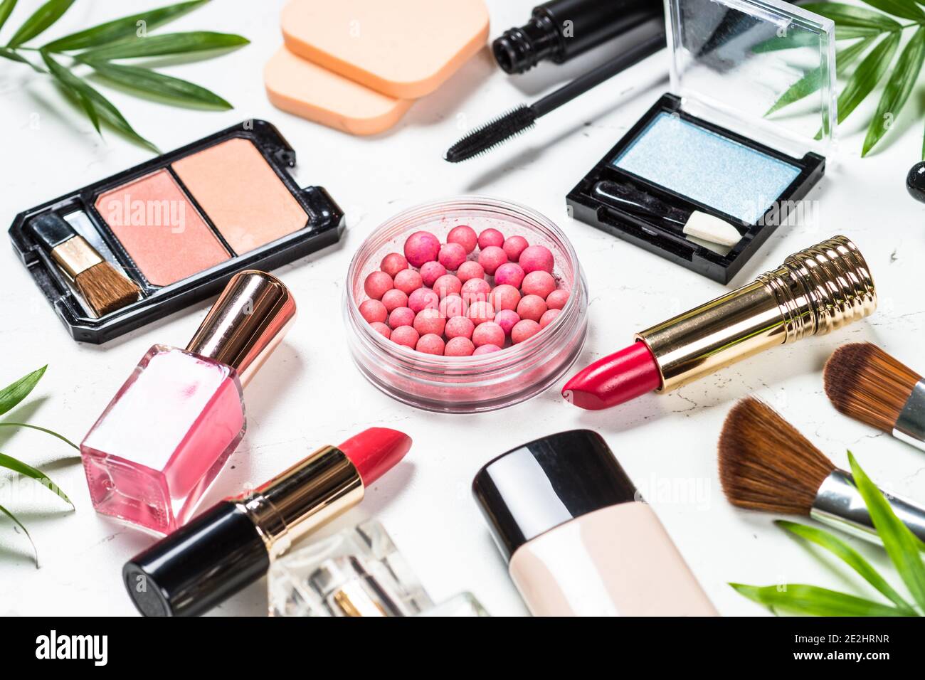 Makeup professional cosmetics on white background Stock Photo - Alamy