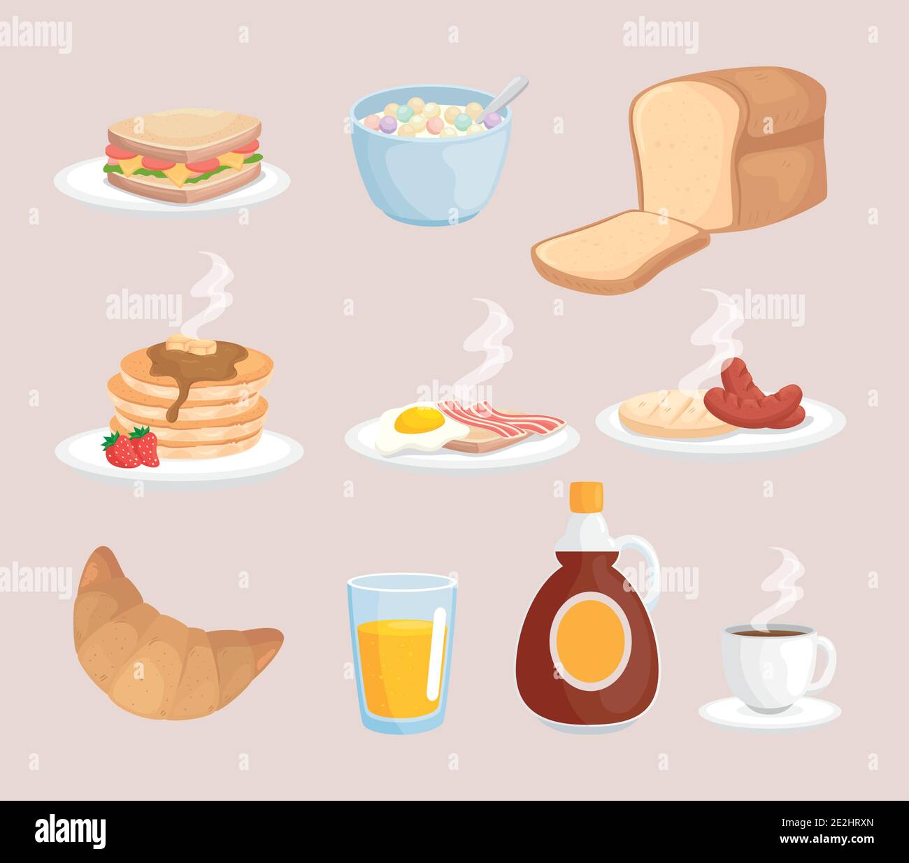 Breakfast symbol set vector design Stock Vector Image & Art - Alamy