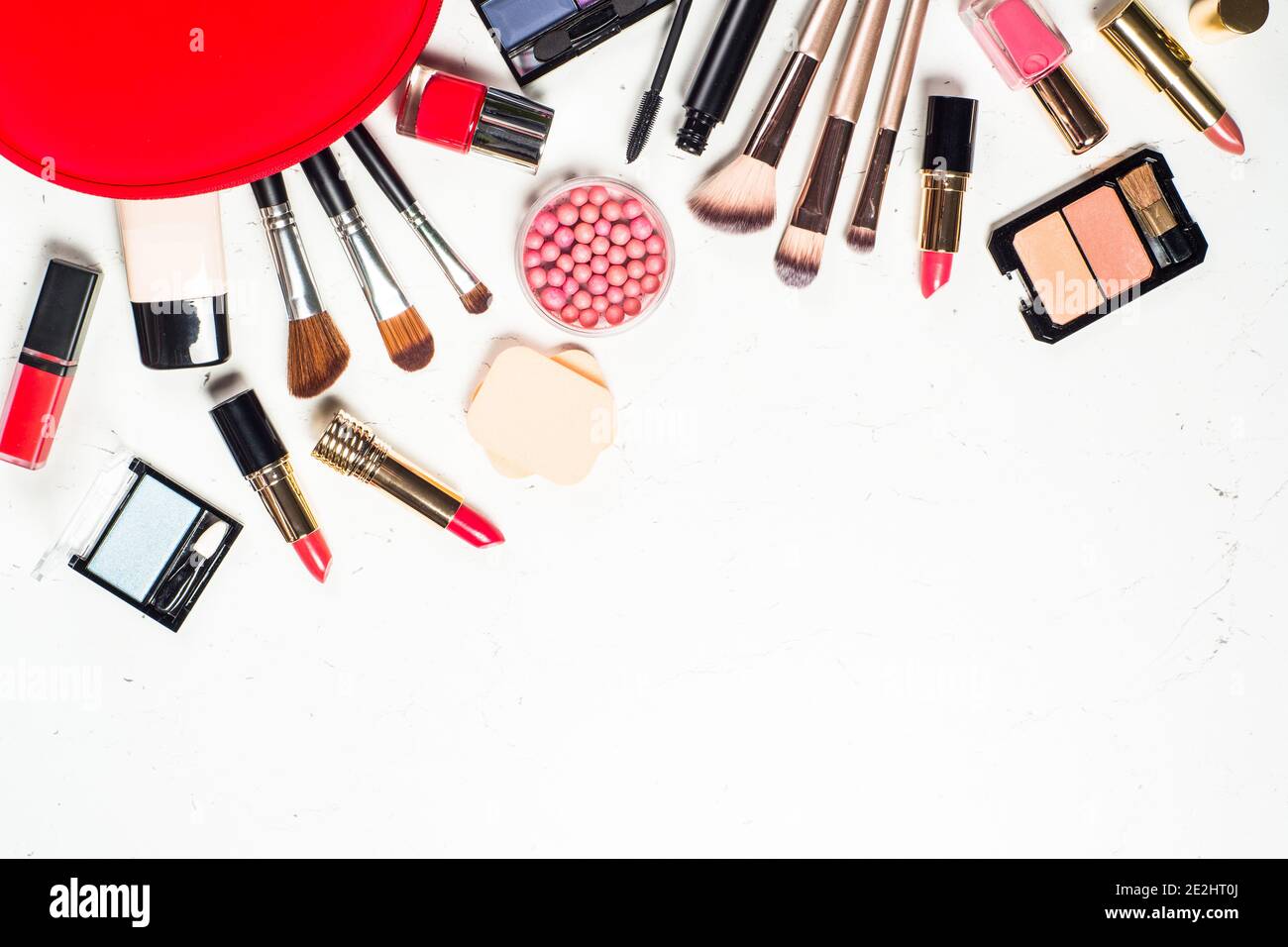 Makeup professional cosmetics on white background Stock Photo - Alamy