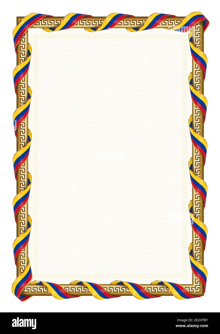 Vertical frame and border with Colombia flag, template elements for ...