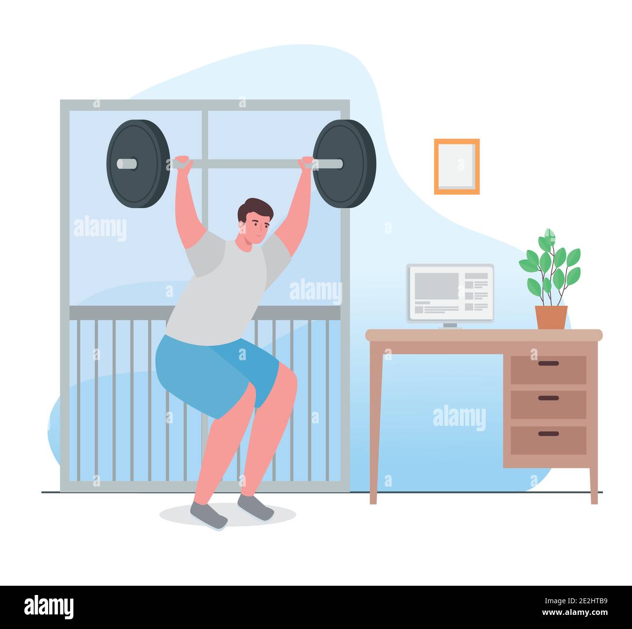 Man weight training home Cut Out Stock Images & Pictures - Alamy