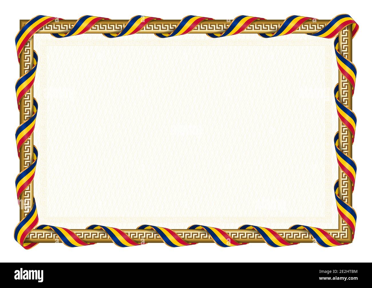 Horizontal frame and border with Chad flag, template elements for your ...
