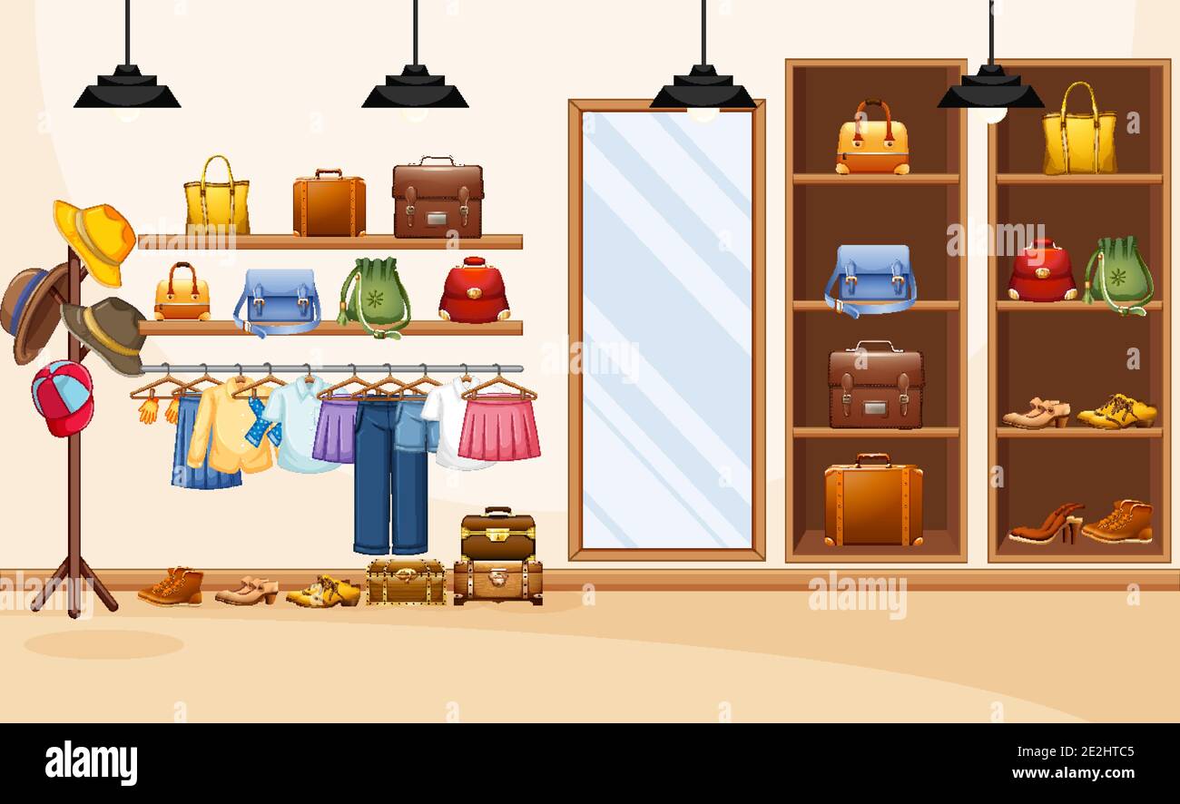 Fashion clothes store background illustration Stock Vector Image & Art ...