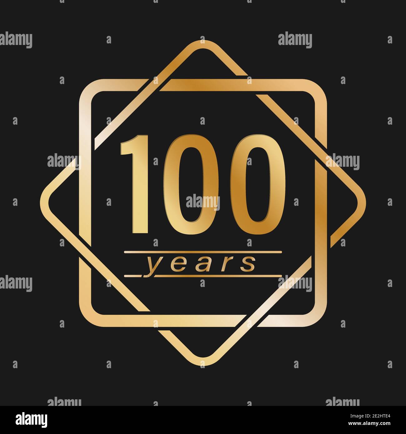 100 years. Stylized gold lettering for congratulations. Flat style ...