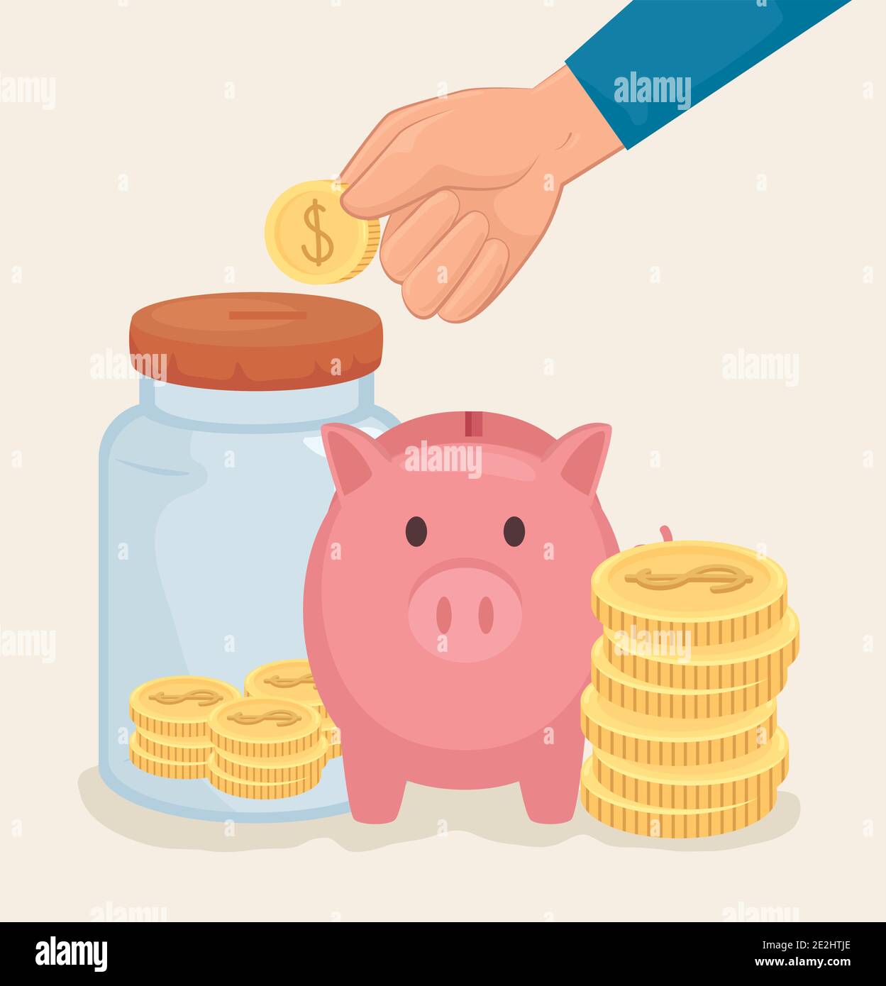 Coins jar Stock Vector Images - Alamy