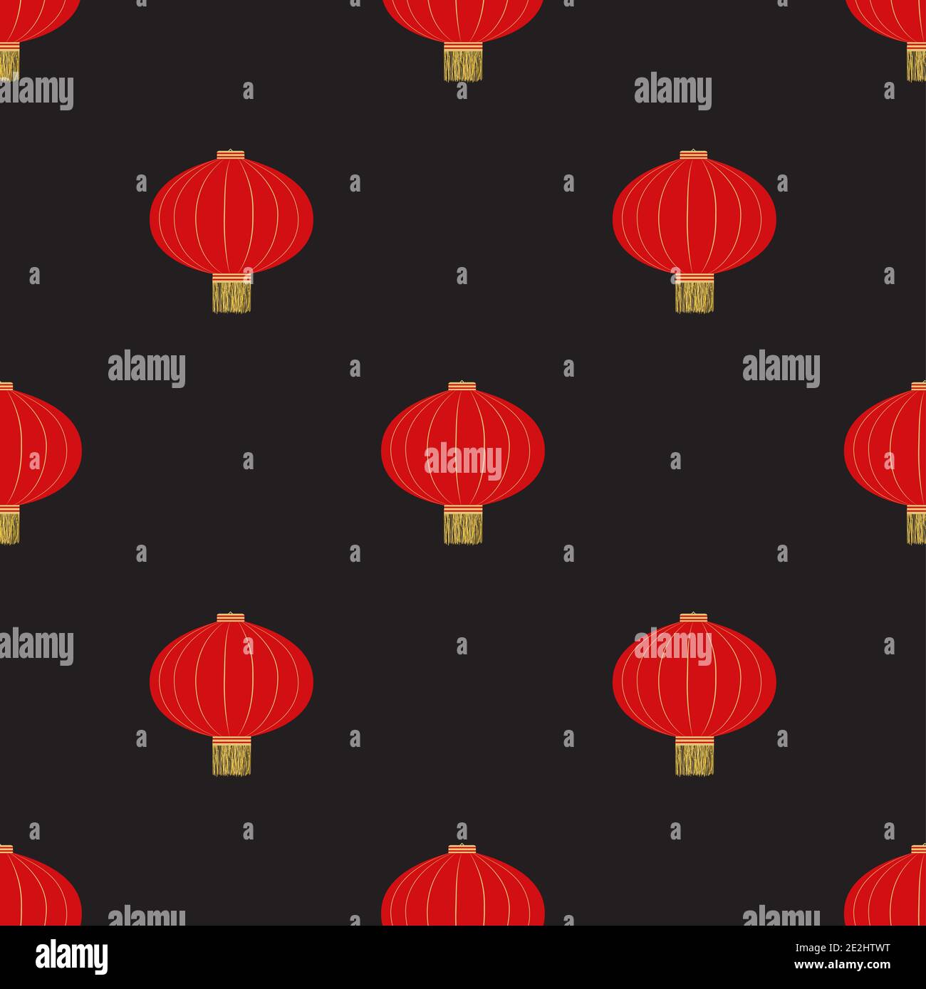 Flat red hanging Chinese lantern seamless pattern background for Chinese New Year celebration ...
