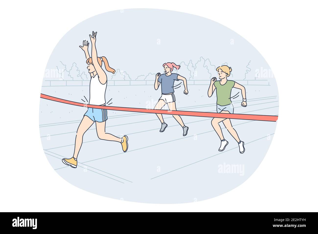 Female marathon winner running Stock Vector Images - Alamy