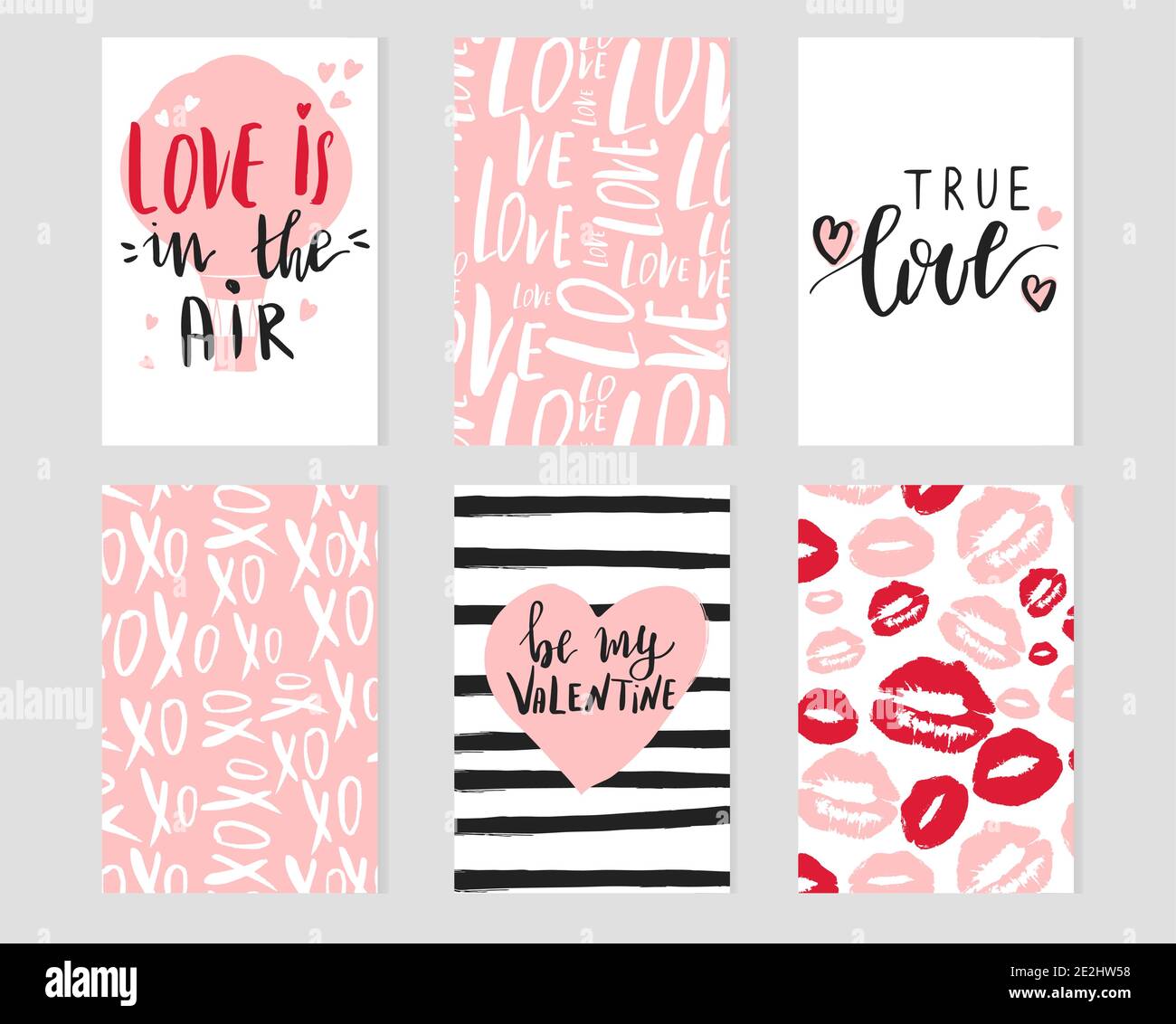 Set of romantic greeting cards or design templates Stock Vector Image ...
