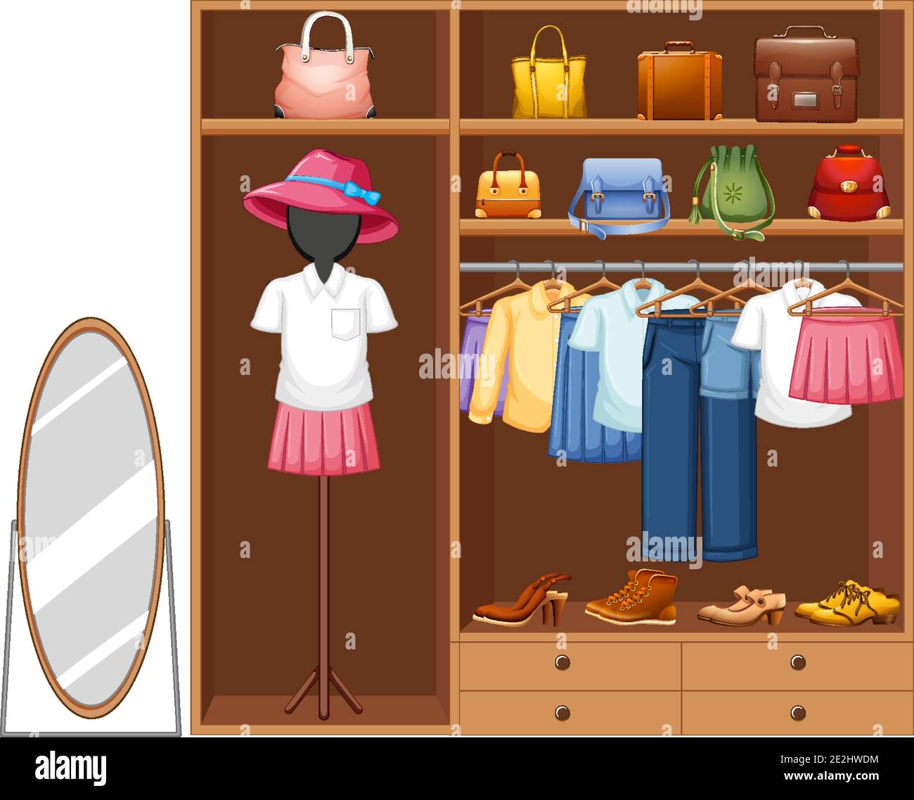 Interior design of dressing room background illustration Stock Vector ...