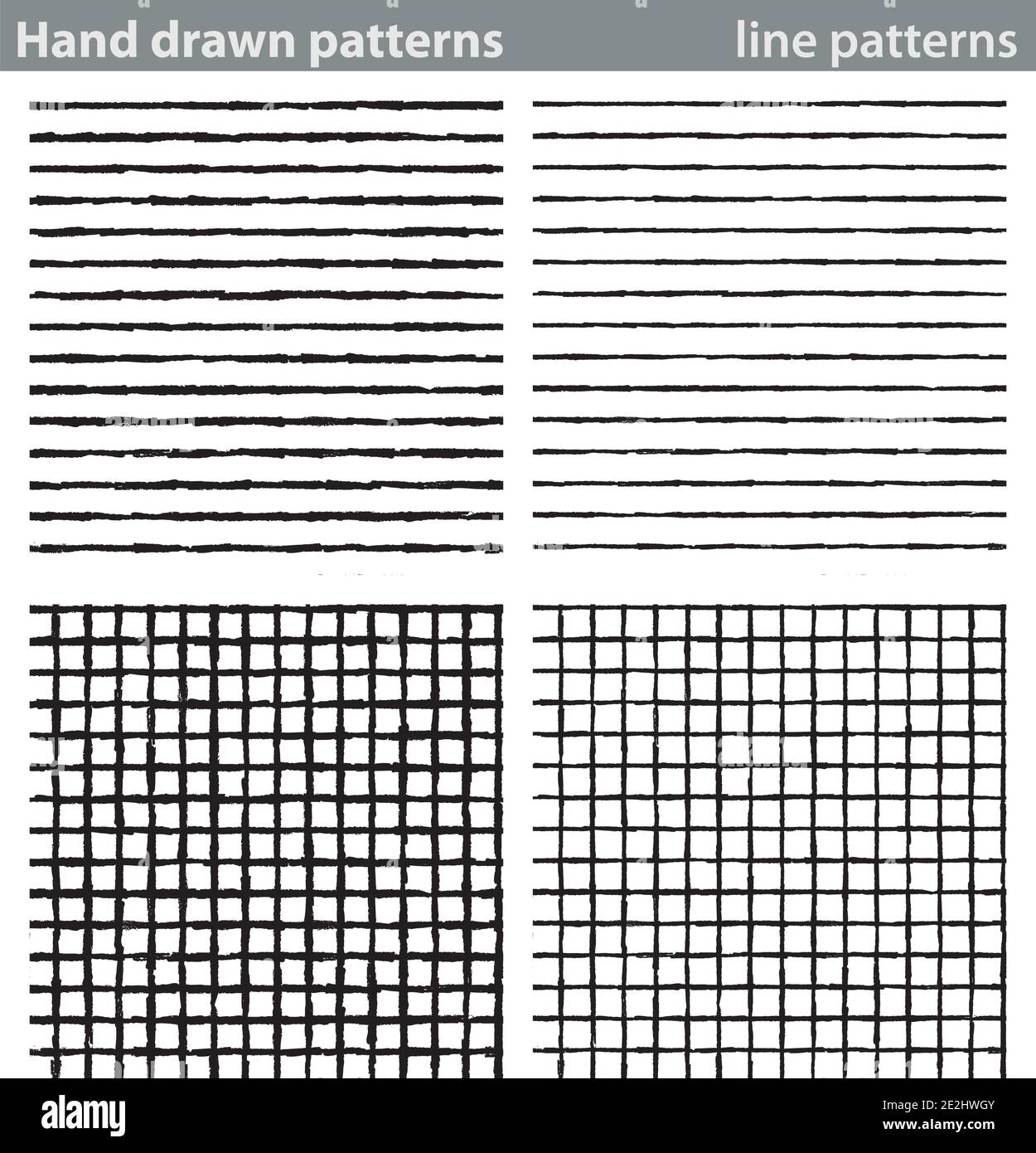 Four seamless patterns made with lines drawn by hand Stock Vector Image ...