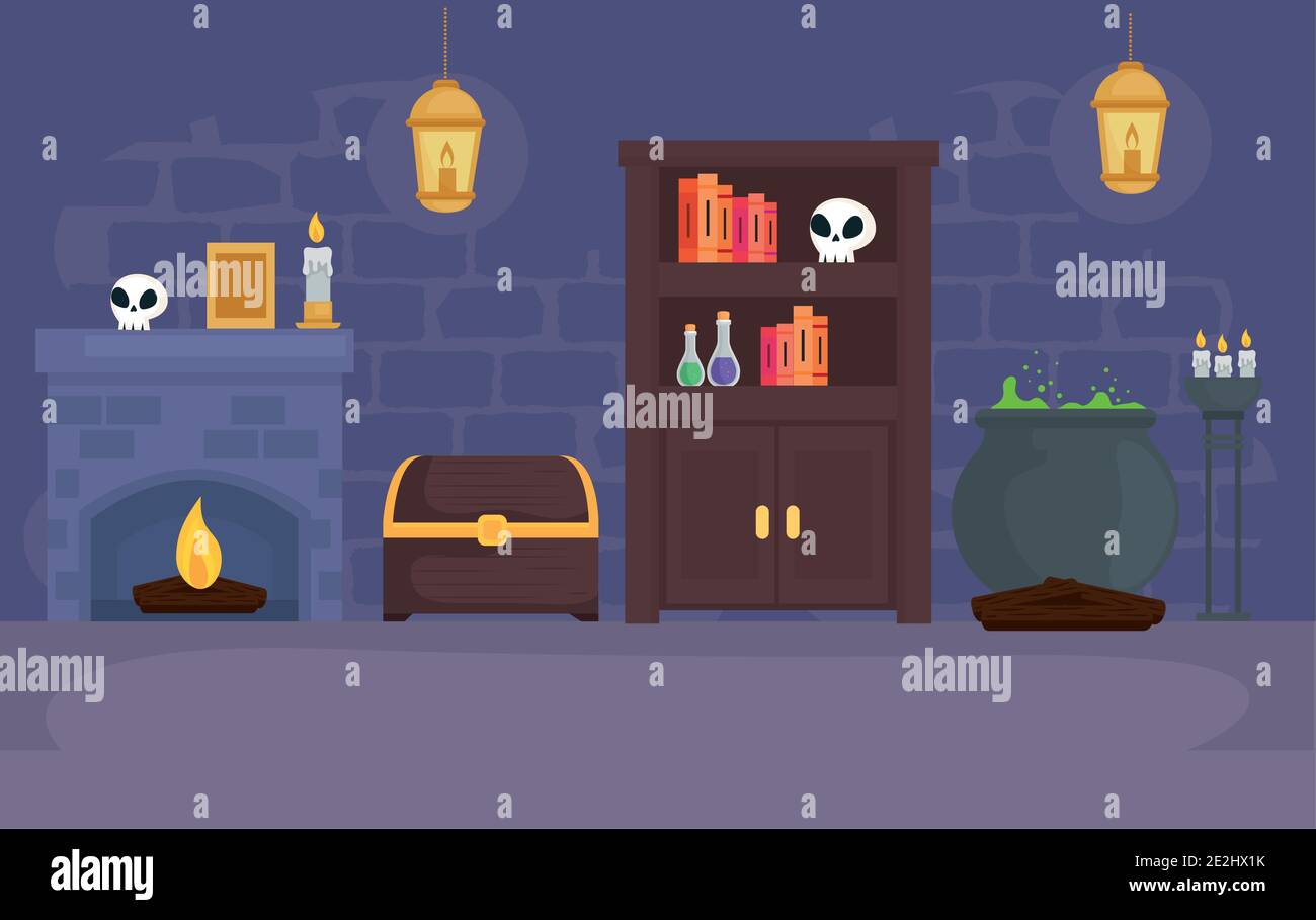 Fairytale magician room with icons vector design Stock Vector Image ...
