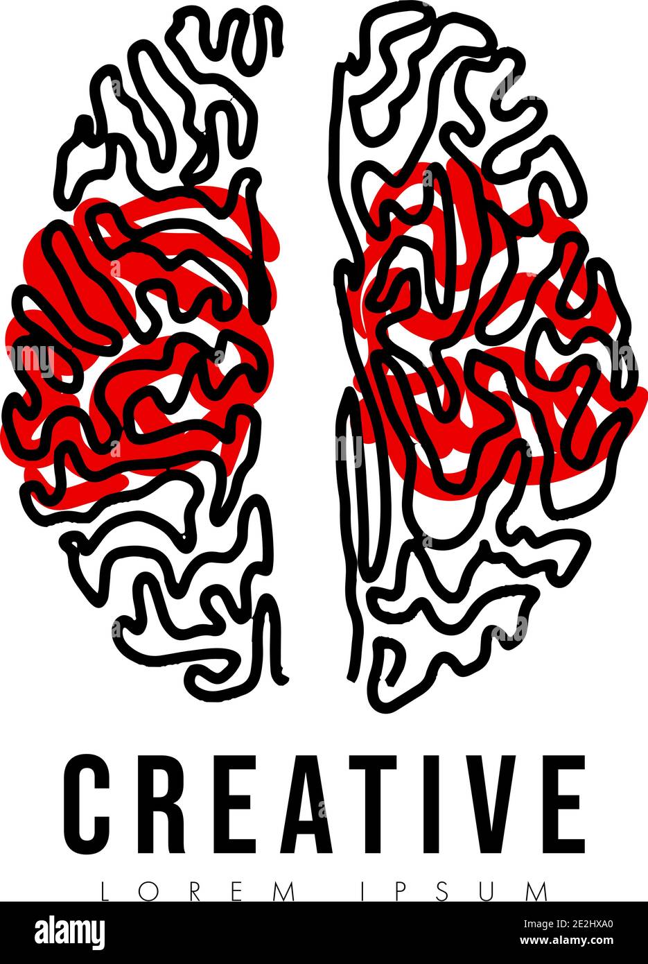 Brain line Logo silhouette design vector template. Creative think idea ...