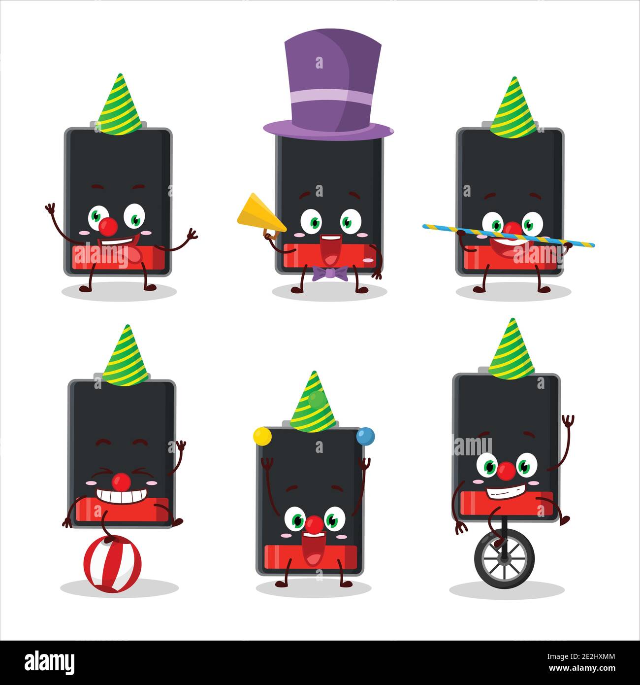 Cartoon character of low battery with various circus shows. Vector ...