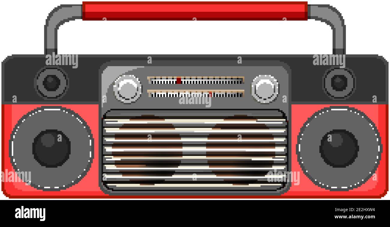 Red radio music player isolated on white background illustration Stock ...