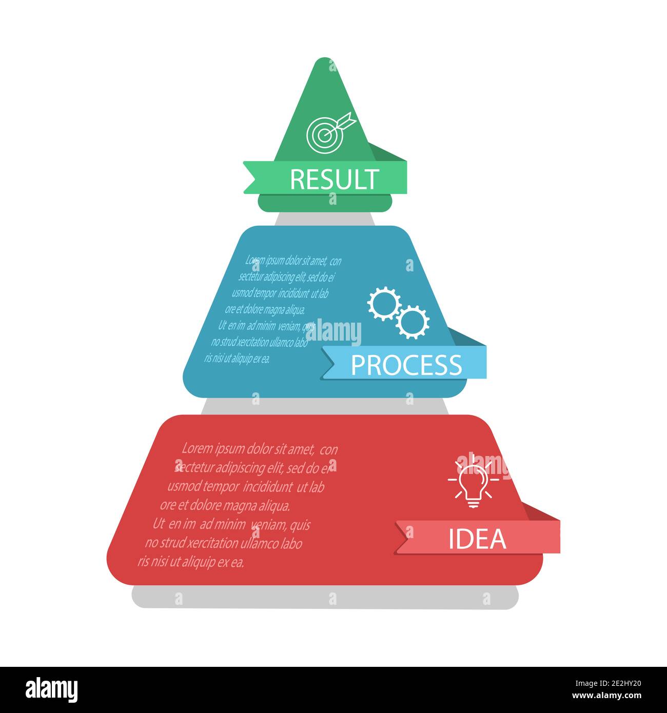 Infographic pyramid. The triangle diagram is divided into 3 parts ...