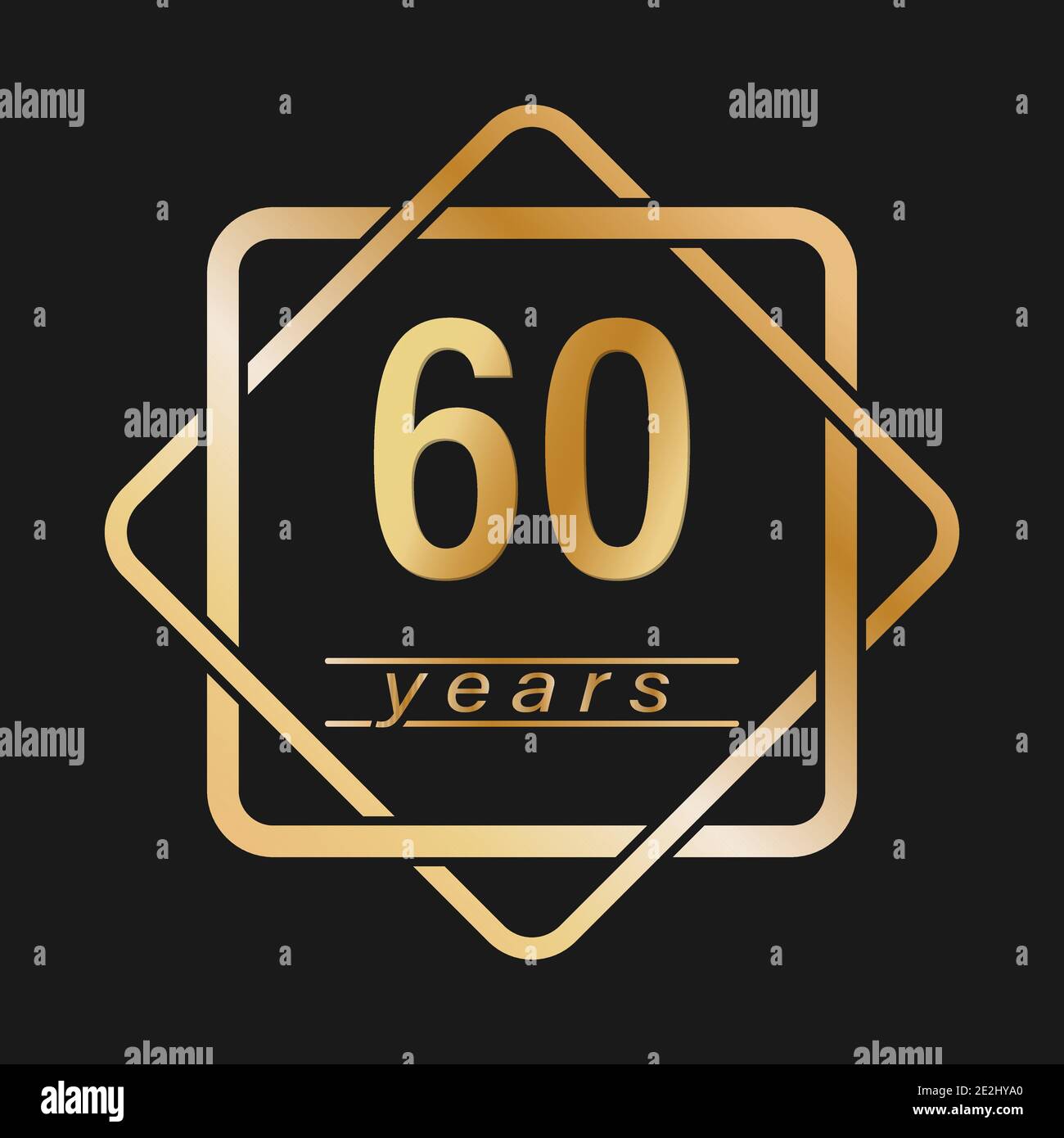60 years. Stylized gold lettering for congratulations. Flat style Stock ...