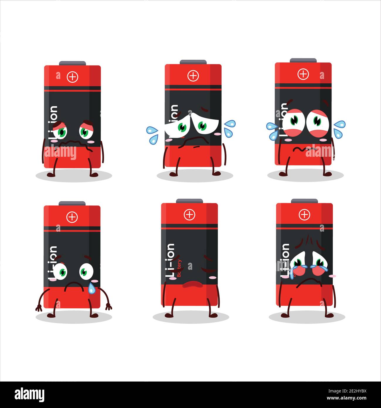 Li ion battery cartoon character with sad expression. Vector ...
