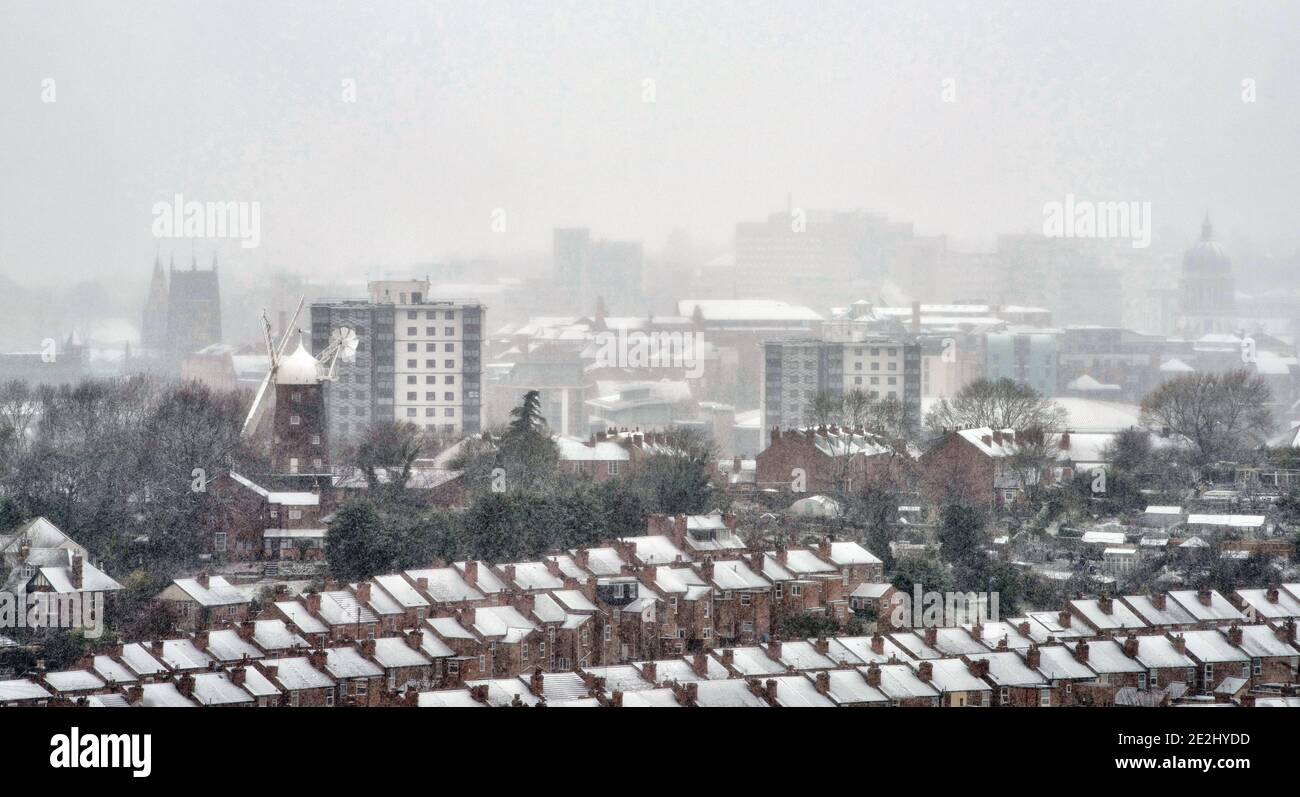 Looking out over Sneinton and Nottingham City in the Snow ...