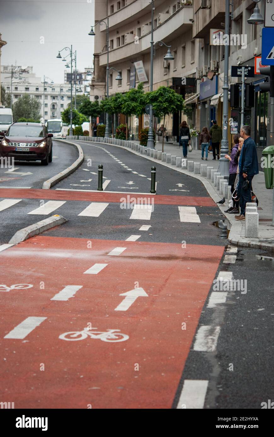 Bike lane in Calea Victoriei Boulevard Busy Street Outdoor - Bucharest ...