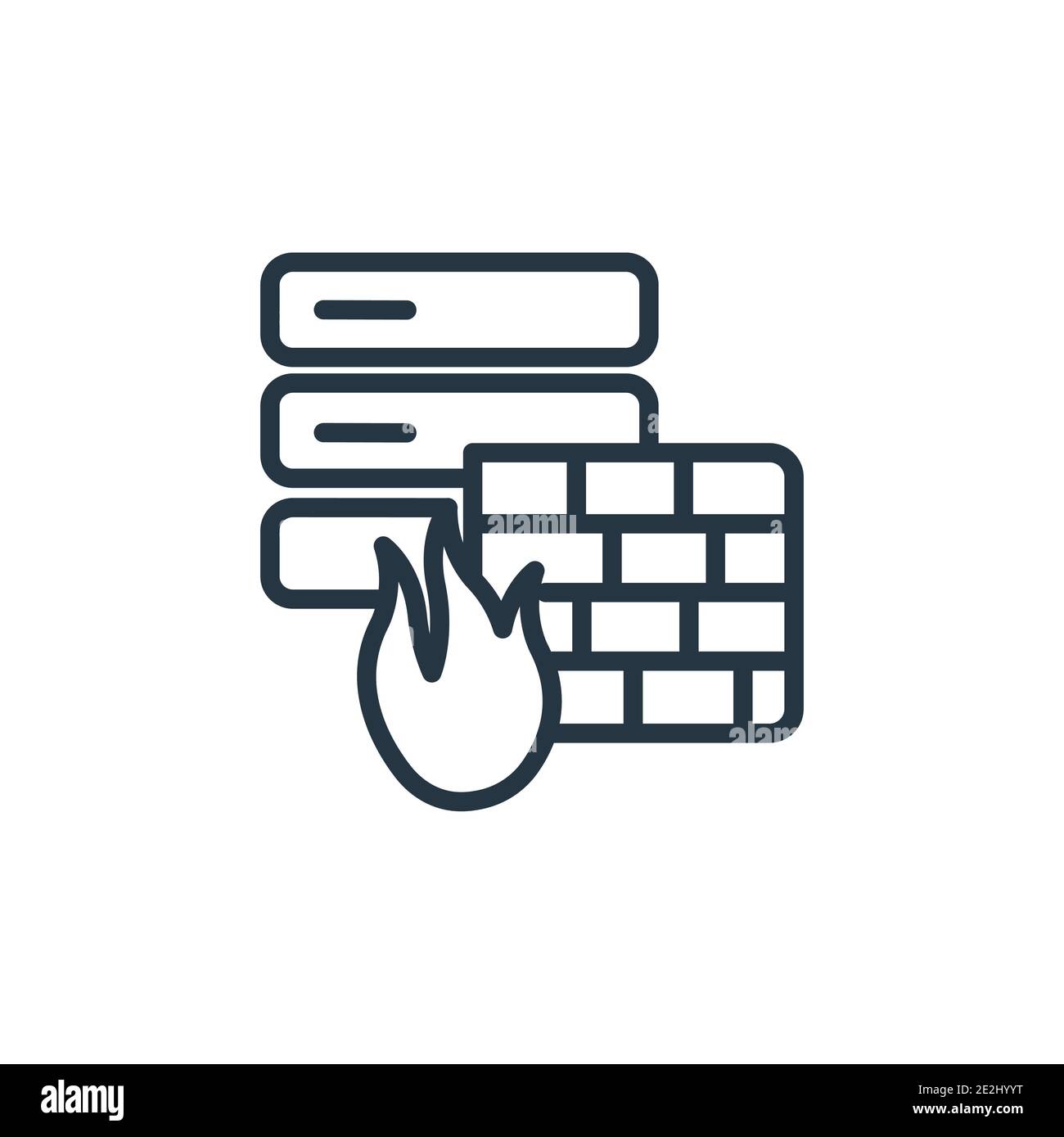 Firewall outline vector icon. Thin line black firewall icon, flat ...