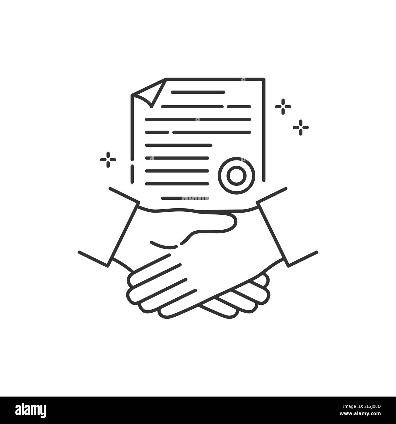 Business deal black line icon. Handshake, partnership, cooperation ...