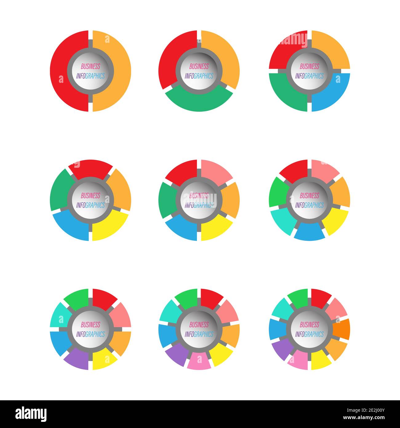 set of colored pie charts for the user interface. A circular graph with ...