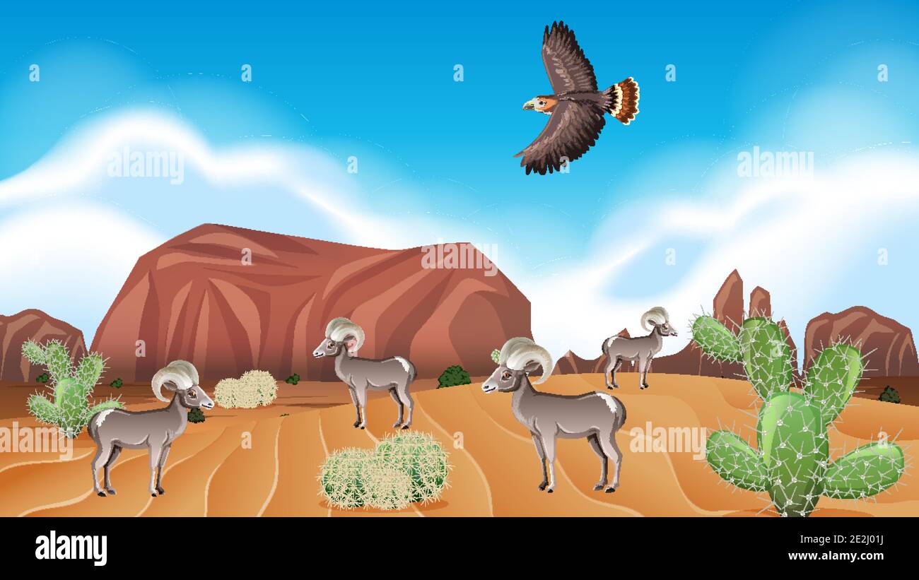 Wild desert landscape at daytime scene illustration Stock Vector Image ...