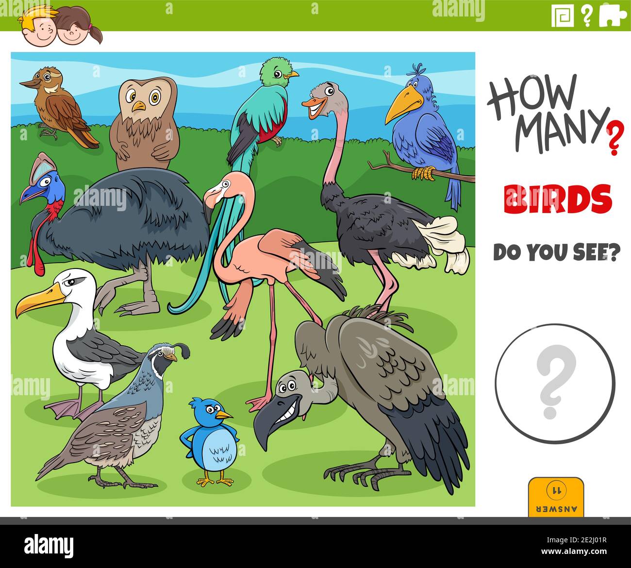 Illustration of educational counting game for children with cartoon ...