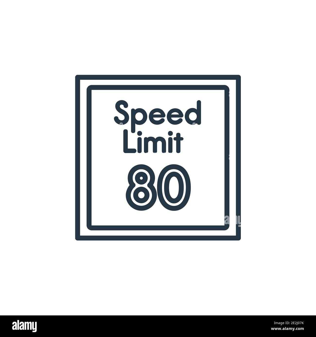 80 speed limit outline vector icon. Thin line black 80 speed limit icon ...