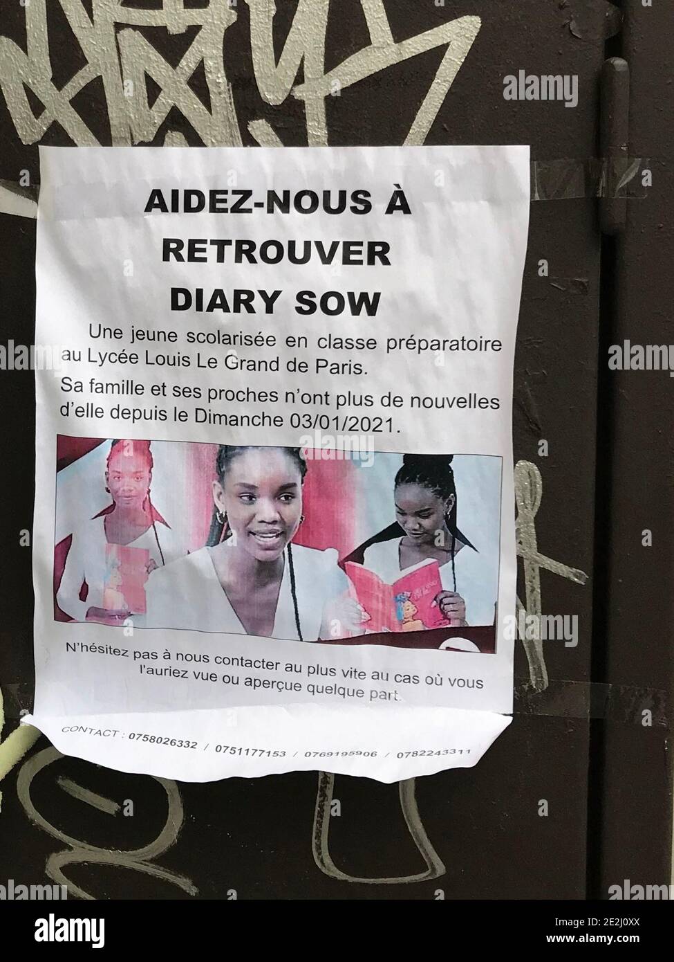 A poster shows Senegal’s best student, Diary Sow, a second year student ...