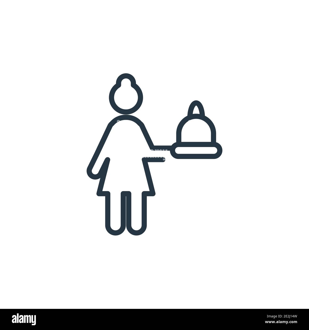 Woman cooking outline vector icon. Thin line black woman cooking icon ...