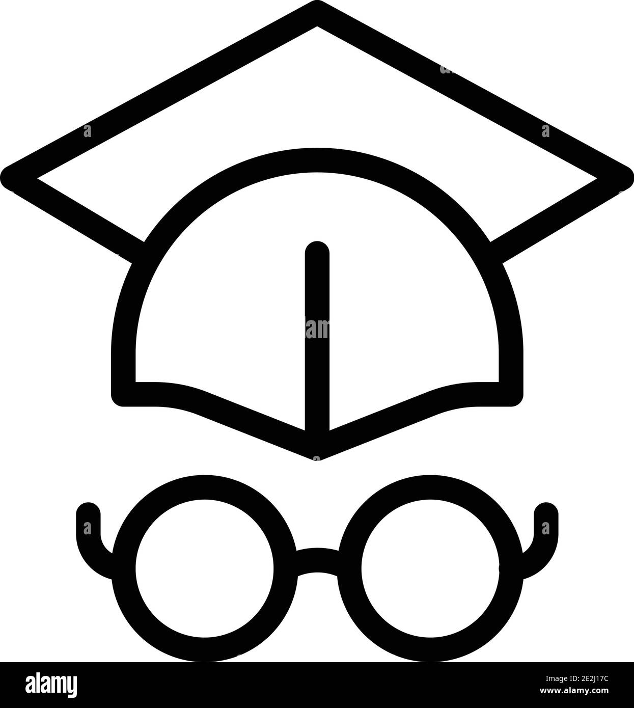 Degree cap and glasses icon. Outline degree cap and glasses vector icon ...